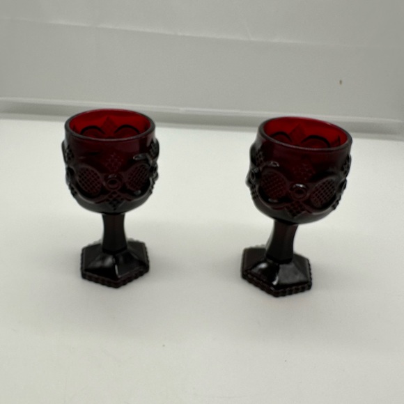 Avon | Dining | 2 Vintage Avon Cape Cod Ruby Red Wine Goblet Goblets ...